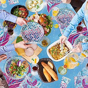 SJJPDYY 170Pcs Mermaid Birthday Party Decorations Set Mermaid Party Supplies Includes Plates, Napkin, Fork, Cup, Tablecloth, Banner for Baby Shower Ocean Birthday Party Decorations, Serves 24