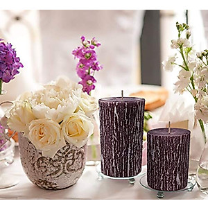 Hyoola Timberline Pillar Candles - 6 Pack - Purple Pillar Candles - European Made Rustic Pillar Candle - 3 Inch x 5 Inch