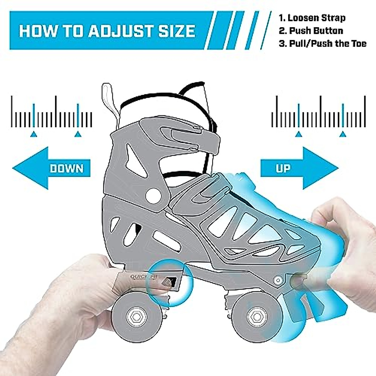 Roller Derby Trac Star Youth Boy's Adjustable Roller Skate Grey/Black/Red Size Medium (12-2)