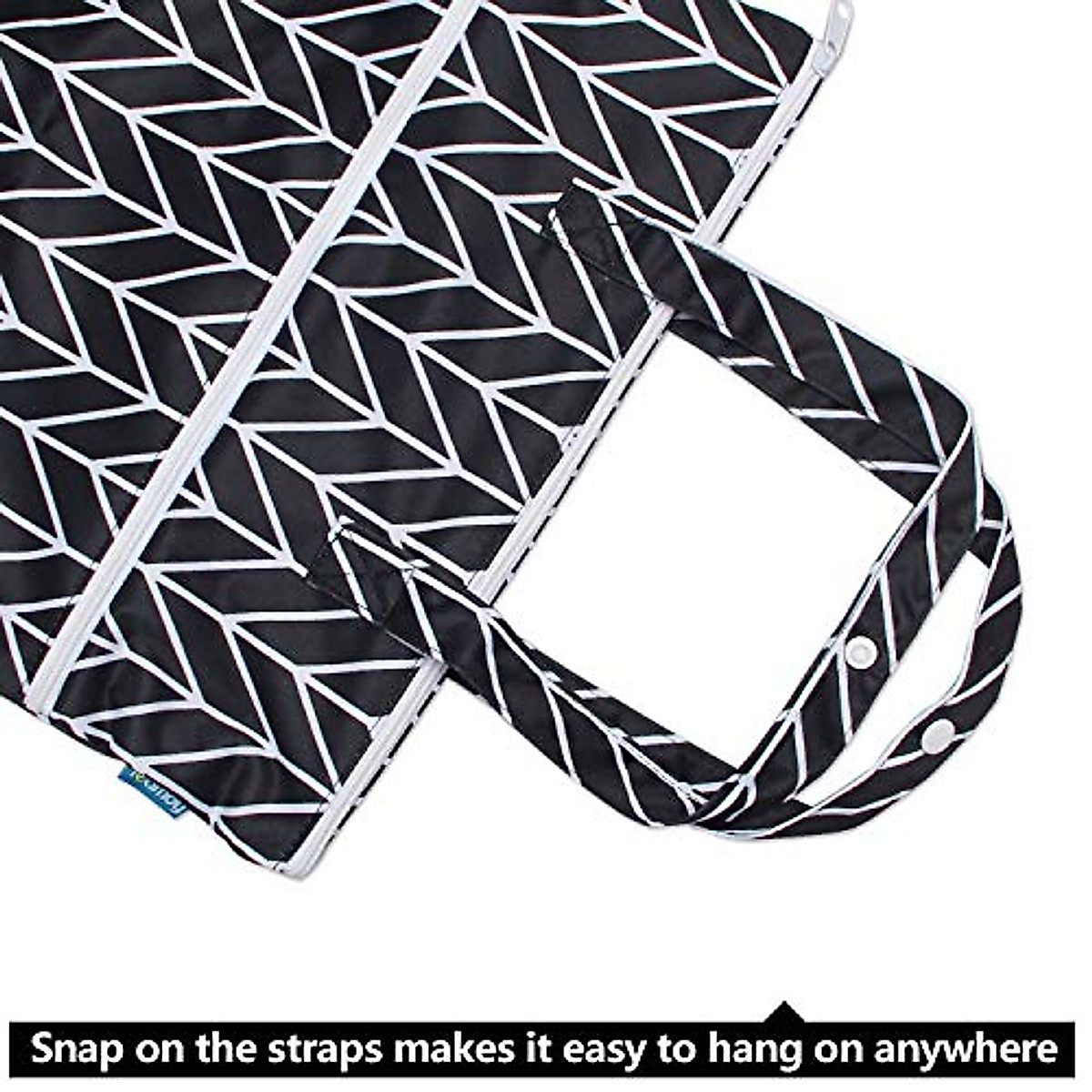 Teamoy Travel Hanging Wet Dry Bag Organizer (17.3 x 13.4 inches) with Two Compartments for Cloth Diaper, Laundry, Swimsuits and More, Easy to Hang Everywhere (M, Black Arrow)