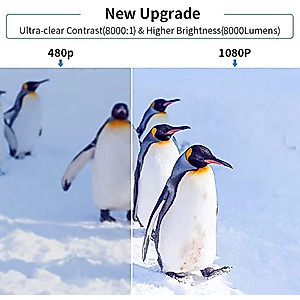 EUG LCD LED Multimedia HD Video Projector 1080P Digital Movie Gaming Projector HDMI USB AV VGA Audio for Laptop PC Smartphone DVD PS4 Xbox Wii Home Theater Outdoor Party