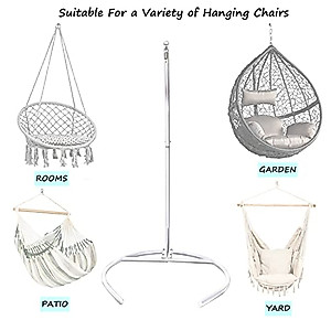 C-Shape Base Hanging Chair Hammock Stand - Powder Coated Construction for Egg Chair and Indoor/Outdoor Hammock Chairs, X-Large (White)
