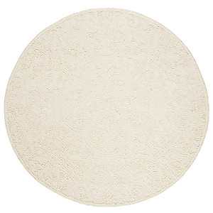 SAFAVIEH Trace Collection 6' Round Ivory TRC101C Handmade Premium Wool Area Rug