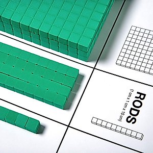 hand2mind Green Foam Base Ten Blocks Complete Set, Place Value Blocks, Counting Cubes for Kids Math, Base Ten Blocks Classroom Set, Math Blocks Kindergarten, Base 10 Math Manipulatives (Set of 644)