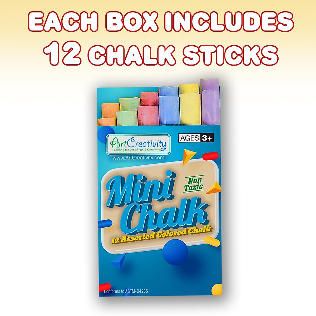 ArtCreativity 288 Count Mini Chalk Set for Kids (24 Boxes) Non-Toxic Art and Craft Supplies, Chalks School Supplies, Birthday Party Favors for Boys and Girls, Goody Bag Fillers, Classroom Gift