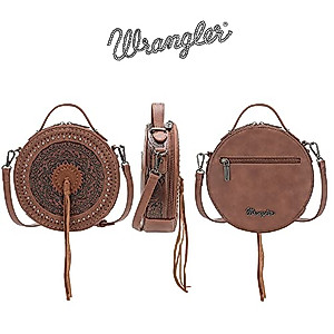 Wrangler Small Purses for Women Western Fringe Purses Crossbody Hanbags Bags Brown WG33-118BR