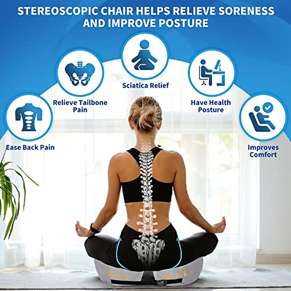 CODN Memory Foam Office Chair Cushion for All-Day Sitting, Seat Cushion, Chair Pad for Car Seat, Wheelchair and Desk Chair，Tailbone and Sciatica Pain Relief Cushion