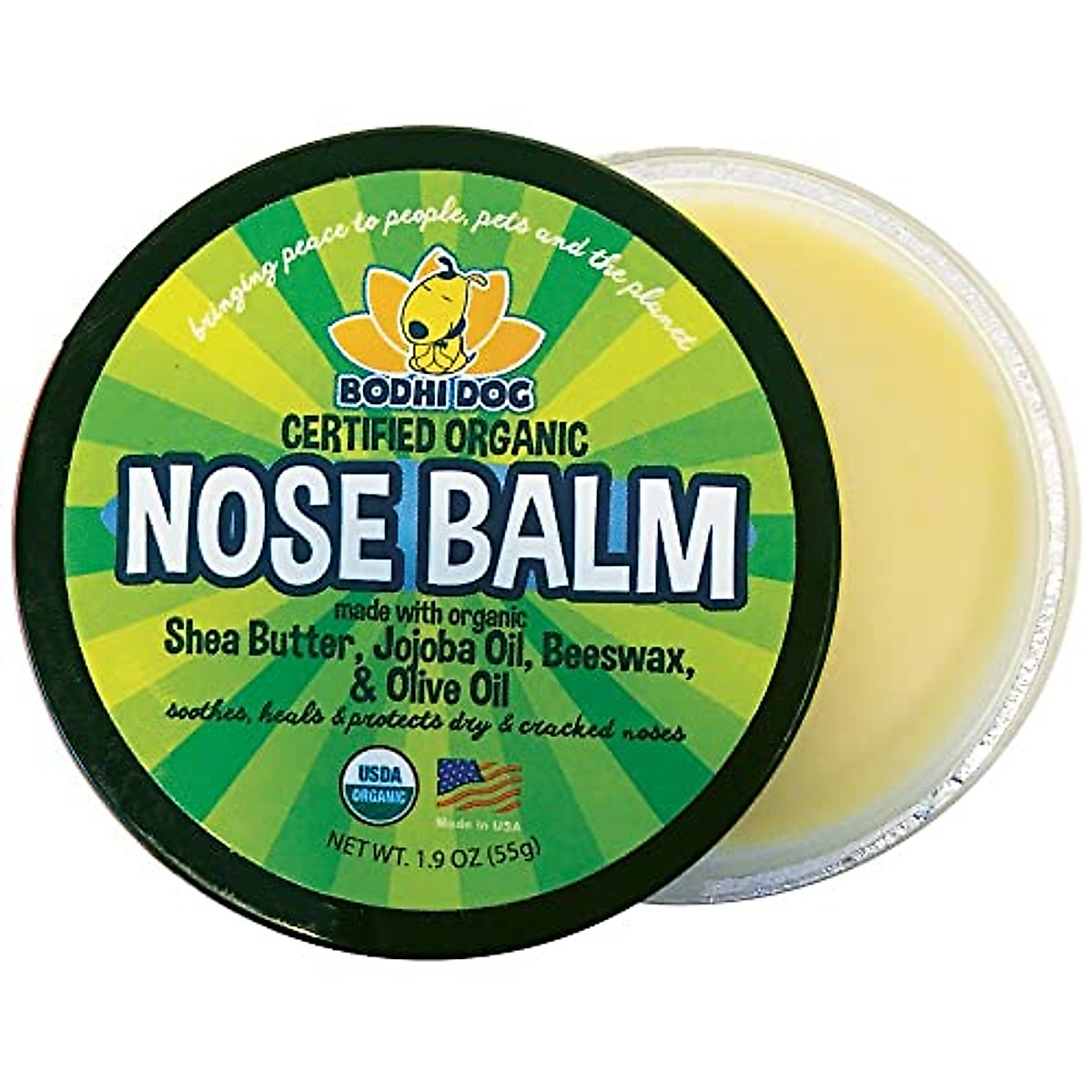 USDA Certified Organic Nose Balm for Dogs & Cats | Natural Soothing & Healing for Dry Cracking Rough Pet Skin | Protect & Restore Cracked and Chapped Dog Noses (Nose Balm, 2 oz)