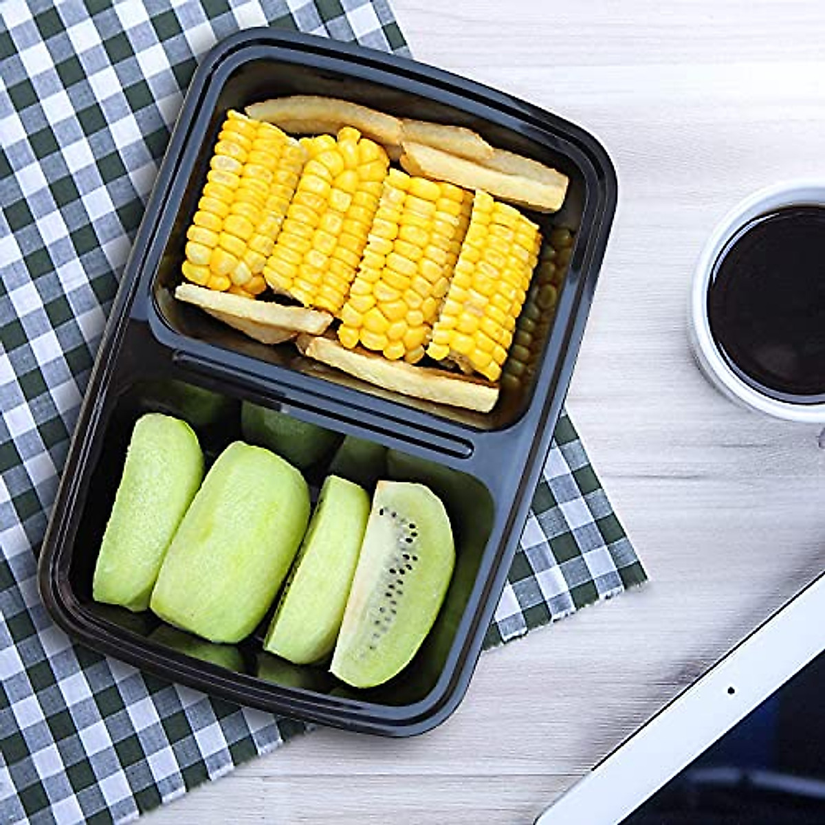 Enther Meal Prep Containers [20 Pack] 2 Compartment with Lids, Food Storage Bento Box | BPA Free | Stackable | Reusable Lunch Boxes, Microwave/Dishwasher/Freezer Safe, Portion Control (32 oz)