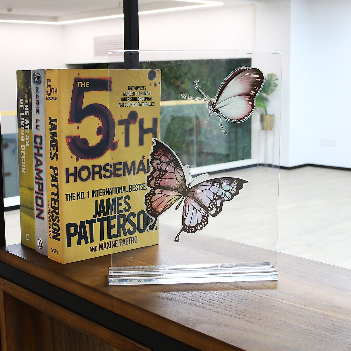 Cranviech 6 Pack 8.5 x 11 Acrylic Display Stand, Double-Sided Vertical, T-Shape Desktop, Clear Acrylic, Pedestal Base