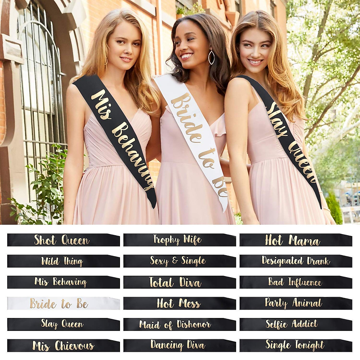 18 Pcs Bachelorette Party Sashes for Bride and Bridesmaid, Bridal Shower Engagement Wedding Party Favors