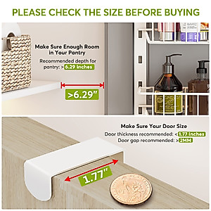 1Easylife Over The Door Pantry Organizer, 8-Tier Adjustable Baskets Pantry Organization, Metal Door Shelf with Detachable Frame, Space Saving Hanging Spice Rack for Kitchen Pantry Bathroom, Off White