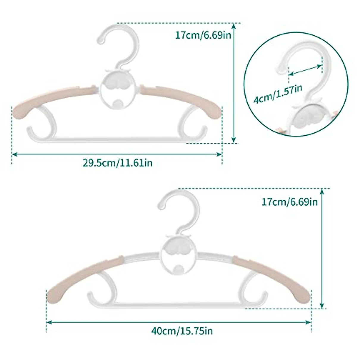 Domiella Adjustable Baby Clothes Hangers for Nursery,Plastic Children Closet Hangers Non-Slip Kids Hangers Space Saving Extendable Newborn Hangers (Pink+Gray 20-Pack)