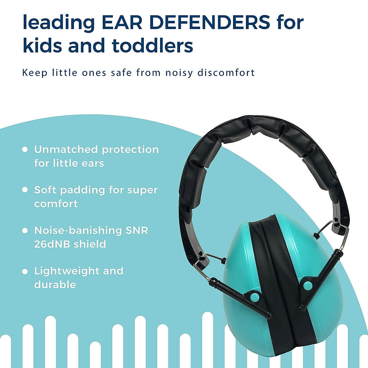 Banz Kidz Earmuffs 2 Years & Older – Lagoon Blue - Loud Noise Cancelling Kids Headphones & Toddler Ear Muffs, Size Adjustable