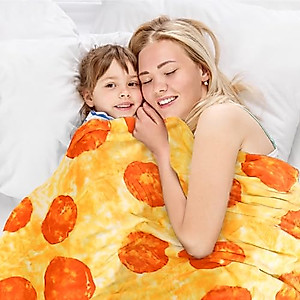 Bnuitland 72 Inch Pizza Funny Blanket with Pillow Cover (18×18"), 300 GSM Double Sided Giant Novelty Tortilla Realistic Food Blanket for Your Family, Adults and Kids