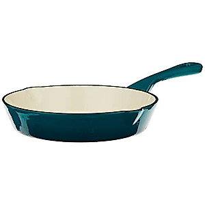 Crock-Pot Artisan Oval Enameled Cast Iron Dutch Oven, 7-Quart, Teal Ombre & Crock Pot Artisan 8 Inch Enameled Cast Iron Round Skillet, Teal Ombre
