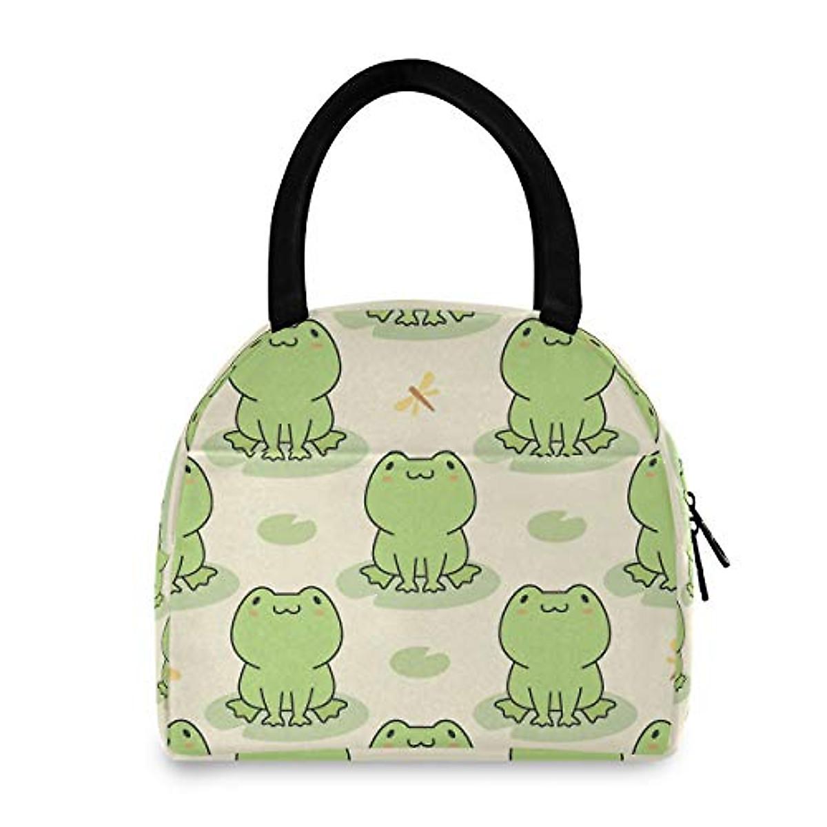 Lunch Bag Women Reusable Tote Bag Cooler Insulated - Cute Frog Lunch Box for Office Picnic Adults