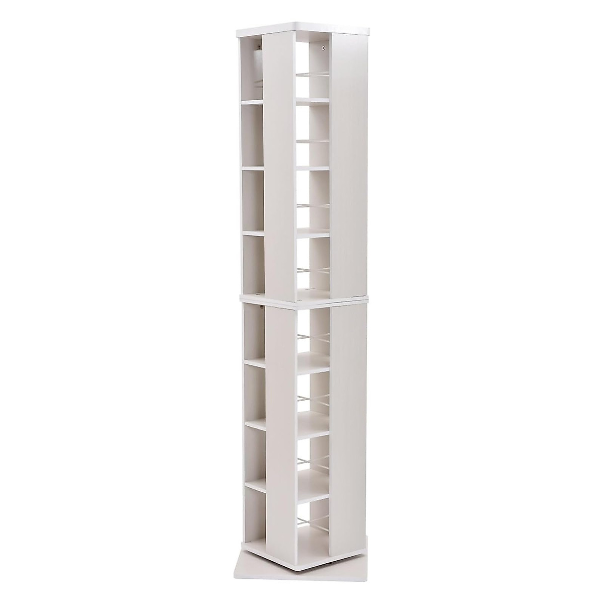 Yamazen DSRR-8(JW) Rotating Bookcase, 8 Tiers, Width 17.7 x Depth 17.7 x Height 72.8 inches (45 x 45 x 182.5 cm), Wall-Mounted, Square, Compact, Large Capacity, Assembly, White, Wood Grain