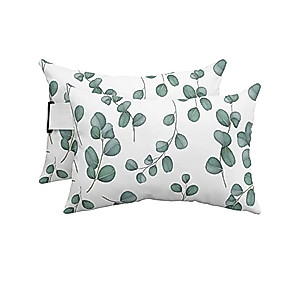 Recliner Head Pillow Ledge Loungers Chair Pillows with Insert Summer Leaves Pattern Lumbar Pillow with Adjustable Strap Outdoor Waterproof Patio Pillows for Couch Beach Pool Office Chair, 2 PCS