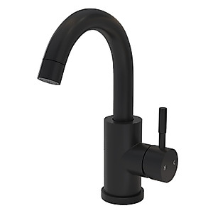 Bathfinesse Bar Sink Faucet Matte Black Bathroom Kitchen Faucet Small Prep Wet Mini Faucet for Campers Outdoor Vanity 360 Swivel Modern Single Hole with 3 Hole Cover Deck Plate,Stainless Steel