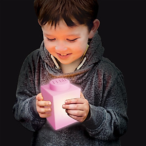 Lego Classic 1x1 Silicone Night Light - Pink - 3" x 3" x 4.5", Ages 6+ (LP39) Portable Flexible Nightlight for Kids Teens Bedroom Gaming Room Home Decor