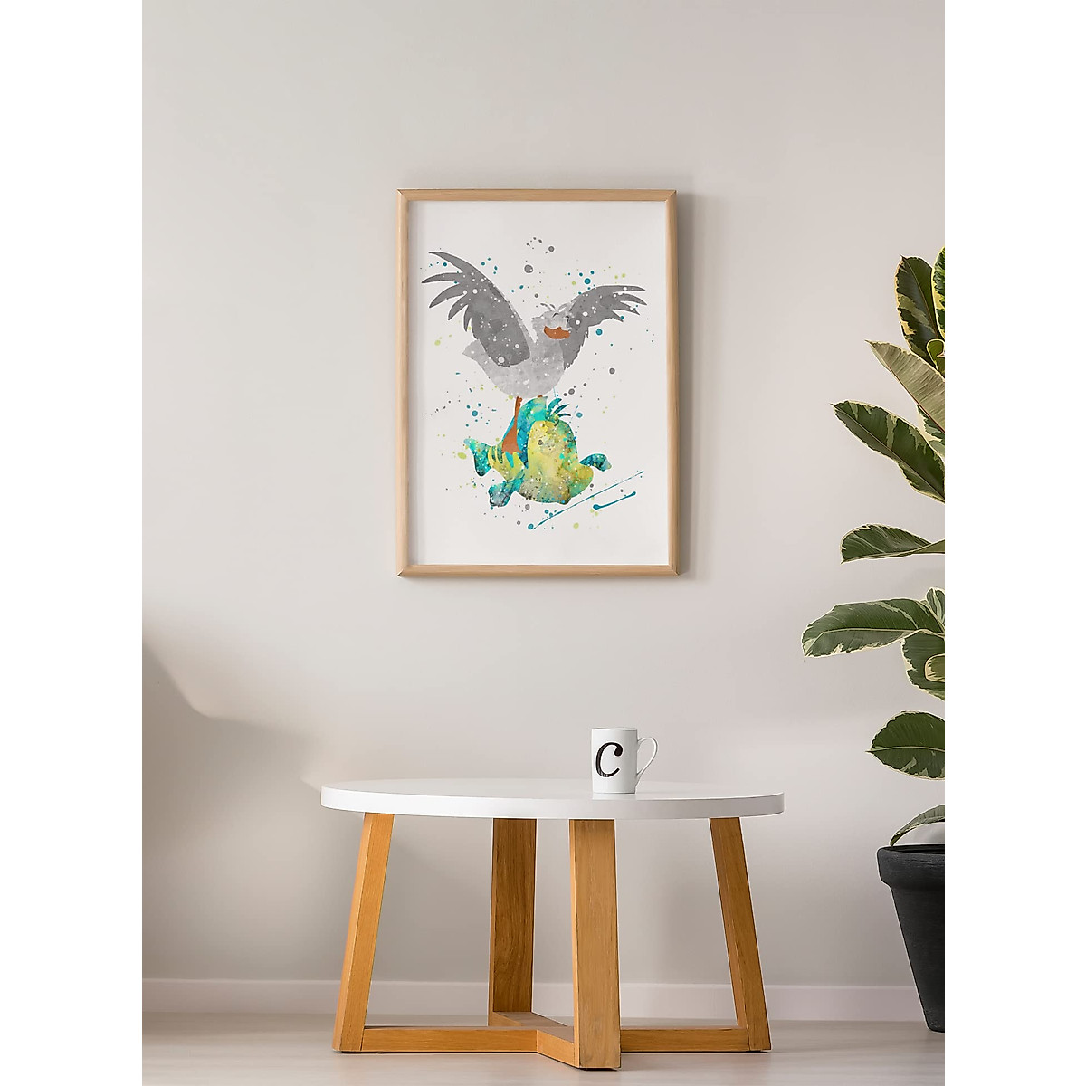 Scuttle and Flounder Print, Watercolor, Nursery Wall Poster, Holiday Gift, Kids and Children Artworks, Digital Illustration Art