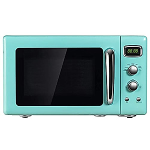 ARLIME Retro Microwave Oven 900W,0.9 Cu.Ft Countertop Microwave W/Defrost & Auto Cooking, LED Display, Pull Handle Design, Easy Clean Interior, Child Lock, ETL Certification, Vintage Microwave(Mint)