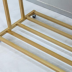 Metal Clothing Rack Standing Garment Rack Boutique Rolling Display Rack Closet Organizer 63'' (Gold)