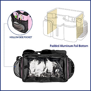 LoDrid Large Professional Cleaning Caddy with Detachable Divider, Supply Organizer with Handle and Shoulder Strap, Cleaning Bags for Housekeepers & Cleaners, Pink