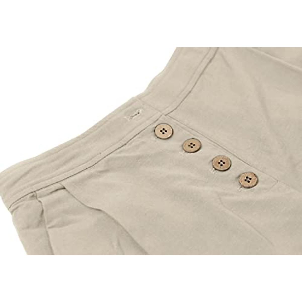 chouyatou Women's Summer High Waisted Cotton Linen Palazzo Wide Leg Casual Pants with Pockets (Large, Khaki)