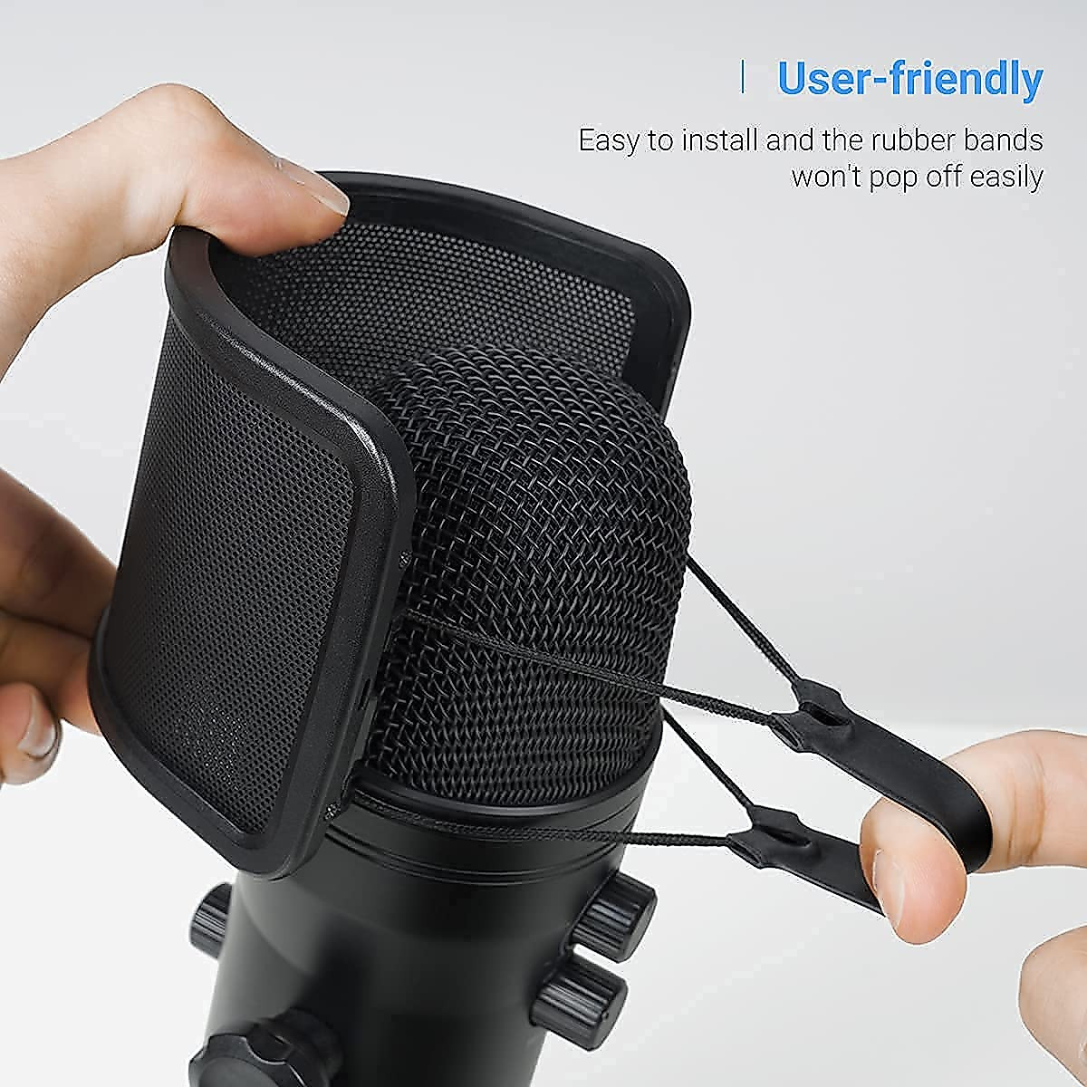 FIFINE USB Studio Recording Microphone Computer Podcast Mic with Pop Screen for PC, PS4 (K690+U1)