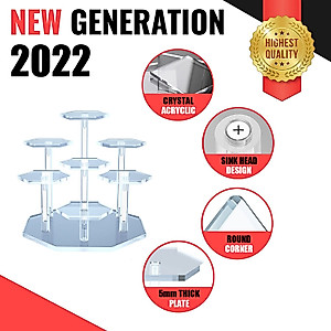 Acrylic Display Stand for Figures, Collectibles, Toys and Dolls, Jewelry, Action Figures Collection Organizer Holder, Cosmetic Items Display Risers, 7-Tier. (Clear)