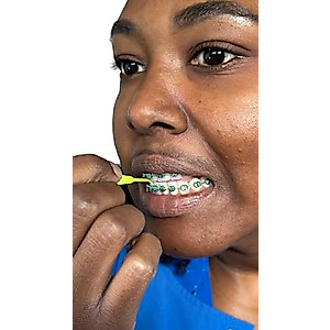 Flosser for Braces| Ortho Floss| 300 Count Bag| Pack of 6 Bonus 4 Interdental Brush| Floss Dental Pick Fits Between Brace Wire and Teeth| Quick and Easy Braces Floss