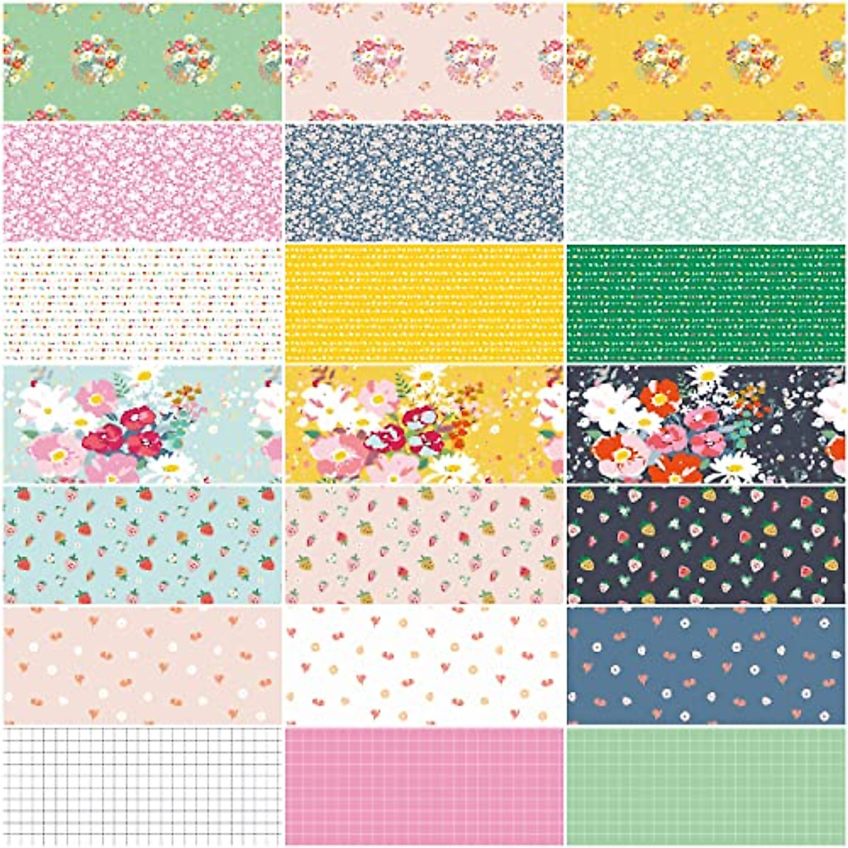 Minki Kim Misty Morning Rolie Polie 40 2.5-inch Strips Jelly Roll Riley Blake Designs RP-11580-40