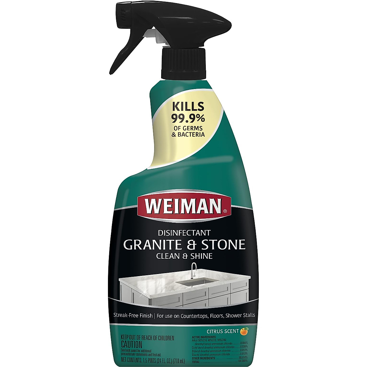 Weiman Disinfectant Granite Daily Clean & Shine, 24 Fl Oz (Pack of 1)