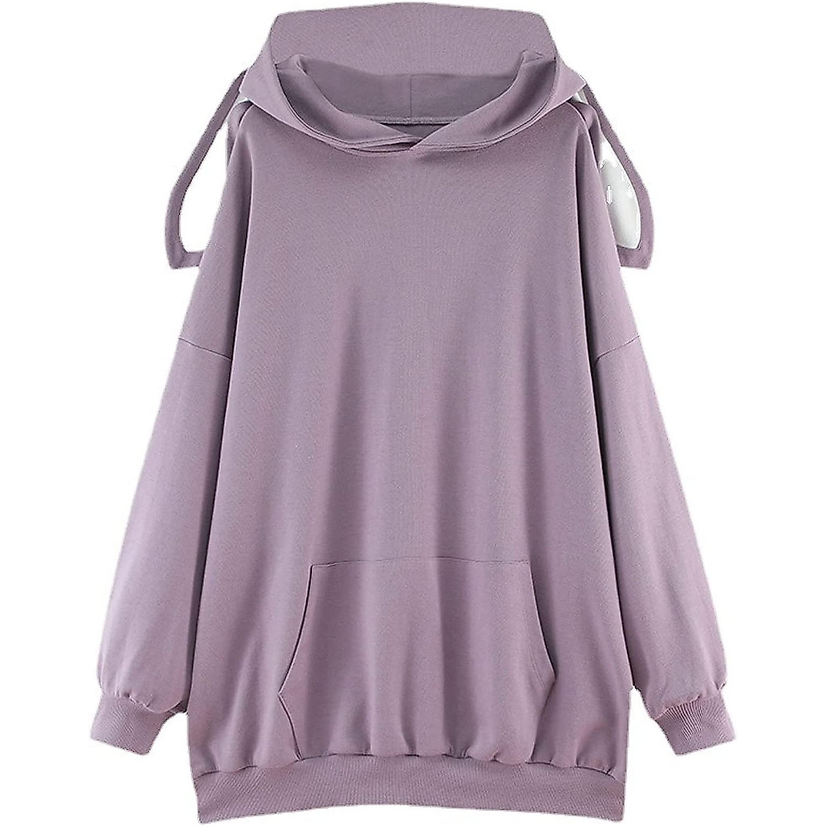 Women Kawaii Bunny Ear Hoodie Rabbit Aesthetic Cute Oversized Japanese Hooded Sweatshirt Long Sleeve Top Fall Winter (Purple,XL,X-Large)