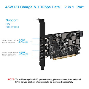 Sinefine 5 Ports USB 3.0 PCI Express (PCIe) Expansion Card (3 USB Type-A and 2 USB Type-C Ports)