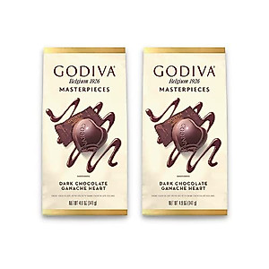CC Goods Godiva Belgium Masterpieces Dark Chocolate Ganache Hearts Valentines Day Candy - 3 Set of 2- 29.6 oz Total 14.8 Per Bag Bulk Individually Wrapped Chocolates