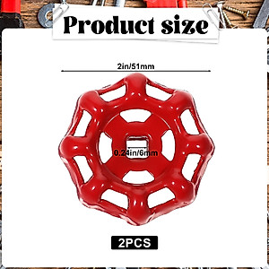 2 PCS Outdoor Faucet Handle, Faucet Valve Replacement Rustproof Water Spigot Handle Water Valve Handle 6x6mm Round Faucet Handle Replacement Red Hose Bib Handle for Outdoor Faucet Replacement Parts