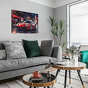 Car Poster Ferrari F40 Supercar Posters Racing Car Canvas Wall Art For Boy's Bedroom SuperCar Wall Decor Frame-style 30x20inch(75x50cm)