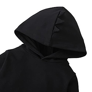 SOBOWO Black Toddler Hoodie Baby Boys Girls Solid Dinosaur Long Sleeve Pullover Sweatshirt Tops with Pocket Tracksuit Outfits (Black, 3-4T)