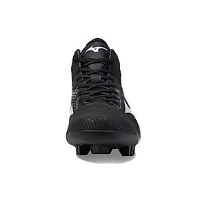 Mizuno Men's Wave Lightrevo MID Baseball Shoe, Black-White, 10.5