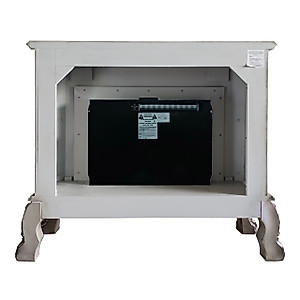 Acme Dresden Floral Molding Wooden Frame Fireplace in Vintage Bone White