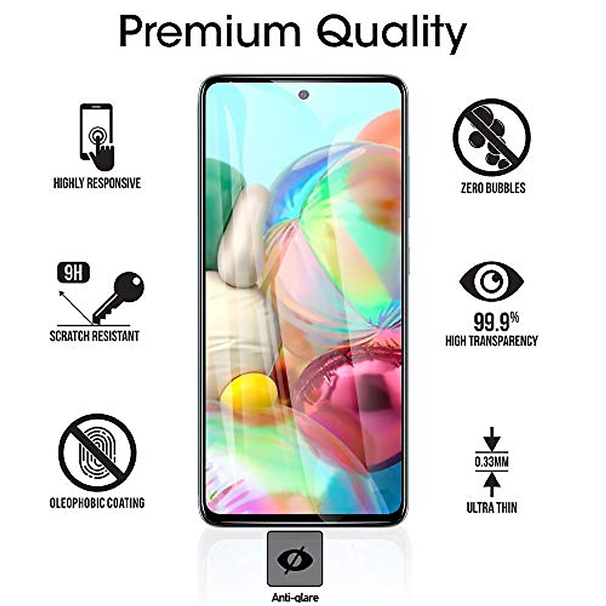 [2 Pack] for Samsung Galaxy A71 / A72 / A73 Privacy Screen Protector, Anti Spy 9H Tempered Glass for Galaxy A73 5G A71 A72 (4G/5G), Case Friendly Full Coverage Anti Scratch Bubble Free Easy Install
