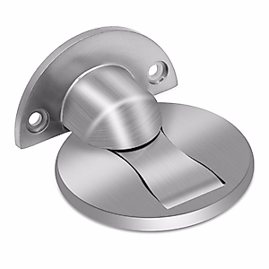 Magnetic Door Stopper, Invisible Magnetic Door Stop, Brushed Satin Nickel, No Need Drill with 3M Adhesive, Stainless Steel Floor Magnetic Door Catch Door Hold (Silver)