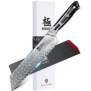 KYOKU Kiritsuke Chef Knife 8.5" - Shogun Series - Japanese VG10 Steel Core Forged Damascus Blade - with Sheath & Case