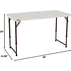 Lifetime 4432 4-Foot Half Adjustable Folding Table, Almond