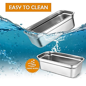 Suttmin 8 Pcs Stainless Steel Food Storage Containers with Lids 1/3 Size Hotel Pans Chicken Food Grade Pans Metal Meal Food Containers for Restaurant Stackable Kitchen Freezer Buffet(4 Inch Deep)