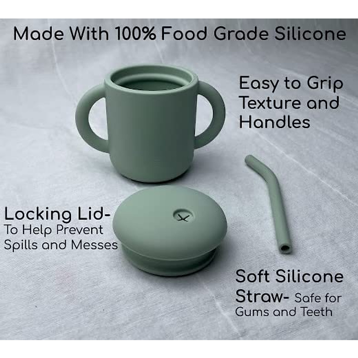 Jane and Kate - 2 Pack, 100% Food Grade Silicone Training Cup and Straw | 6 Months Plus, 5oz, 150 mL, Spill Proof (Green and Blue)