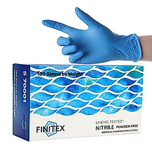 FINITEX Nitrile Disposable Medical Exam Gloves - 4 mil Powder-free Stretch Latex-Free Blue Gloves 1000 PCS For Examination Home Cleaning Food Gloves (1000, Small)